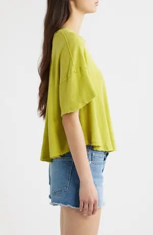 Free People Elsie Linen & Cotton Slub Jersey T-shirt - Warm Olive