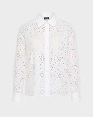 Vilebrequin Floral Broderie Anglaise Cotton Shirt - White