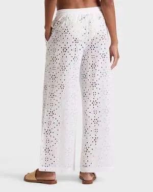 Vilebrequin Floral Broderie Anglaise Cotton Wide Leg Pants