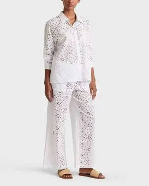 Vilebrequin Floral Broderie Anglaise Cotton Wide Leg Pants