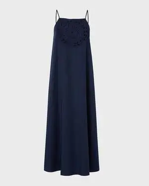 Vilebrequin Crochet Medallion Poplin Midi Dress Lizie - Blue