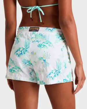 Vilebrequin Embroidered Stretch Swim Trunks Coral Reef Limited Edition Shorty Fiona - White