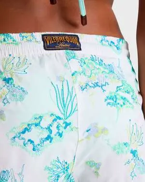Vilebrequin Embroidered Stretch Swim Trunks Coral Reef Limited Edition Shorty Fiona - White