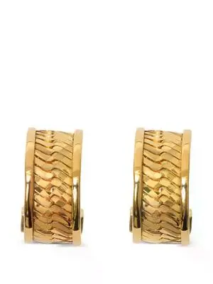 Burberry Engraved Check Hoop Earrings - Gold
