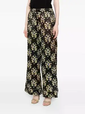 Cynthia Rowley Silk Wide-leg Trousers - Black