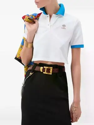 Versace Embroidered Cotton Piqué Polo Shirt