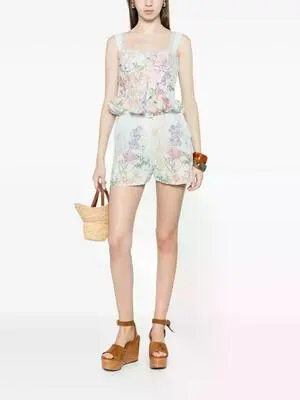 Charo Ruiz Ibiza Floral Belted Shorts - Blue