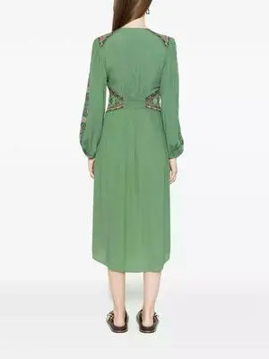 Ba&sh Embroidered Tina Buttoned Midi Dress - Green