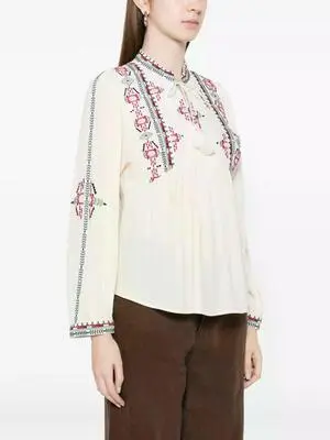 Ba&sh Embroidered Tassel Blouse - Neutrals