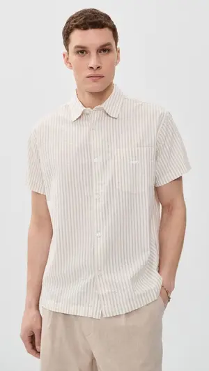 Obey Seersucker Collared Shirt - Unbleached Multi