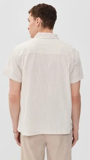Obey Seersucker Collared Shirt - Unbleached Multi