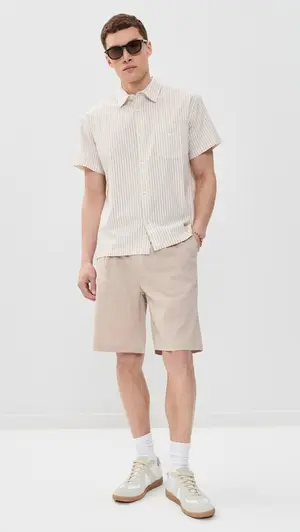 Obey Seersucker Collared Shirt - Unbleached Multi