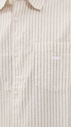 Obey Seersucker Collared Shirt - Unbleached Multi