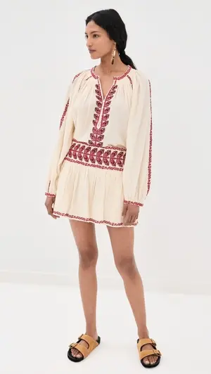 Isabel Marant Étoile Lena Embroidered Blouse - Beige/red