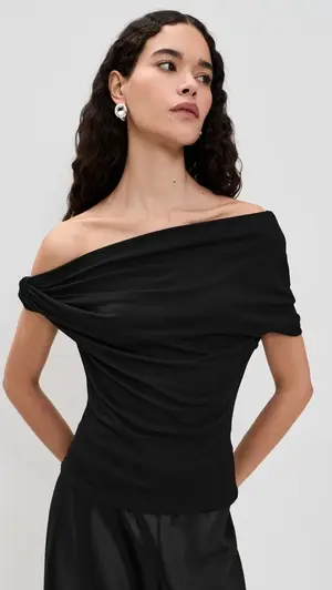 Paris Georgia Ida Asymmetrical One-shoulder Top - Black