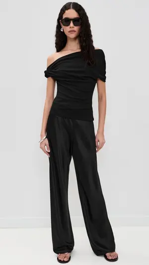 Paris Georgia Ida Asymmetrical One-shoulder Top - Black