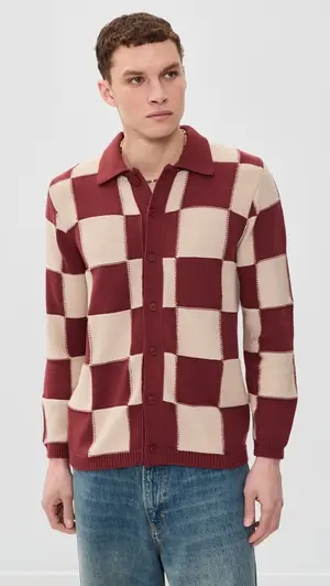 FAR AFIELD Square Patchwork Collared Sweater