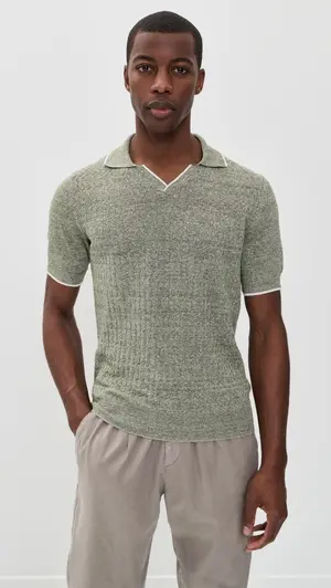 Fedeli Poldo Irlanda Cotton Linen Polo - Olive