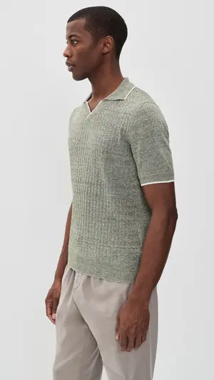 Fedeli Poldo Irlanda Cotton Linen Polo - Olive