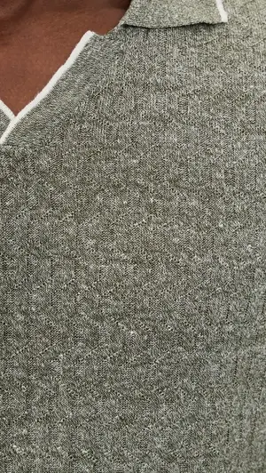 Fedeli Poldo Irlanda Cotton Linen Polo - Olive