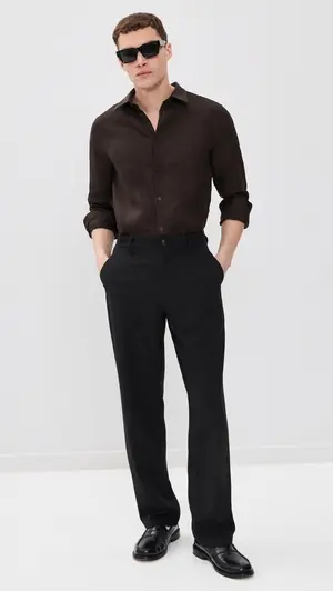 Nn07 Enzo Linen Shirt - Deep Truffle