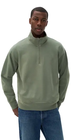 Madewell Quarter Zip Pullover - Olive Slate