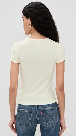 Donni. Pointelle Baby Tee - Creme
