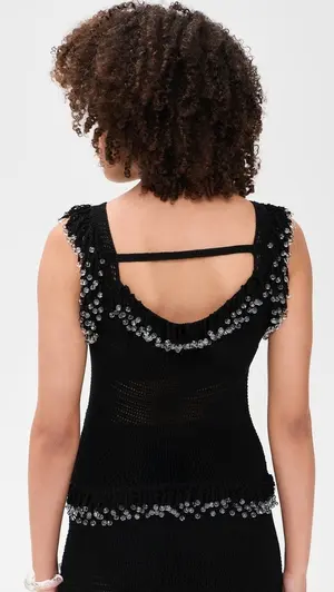 Paris Georgia Fringe Knit Top - Black