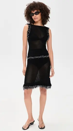 Paris Georgia Fringe Knit Top - Black