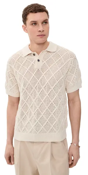 Obey Short Sleeve Chunky Polo Sweater - Birch