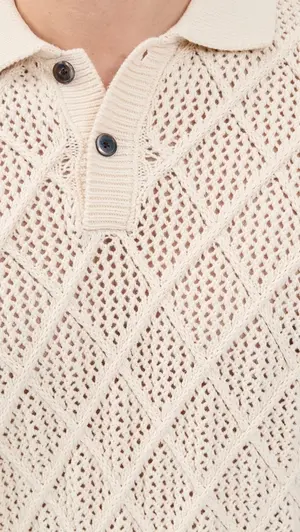 Obey Short Sleeve Chunky Polo Sweater - Birch