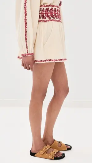 Isabel Marant Étoile Picadilia Embroidered Mini Skirt - Beige/red