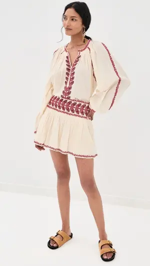 Isabel Marant Étoile Picadilia Embroidered Mini Skirt - Beige/red