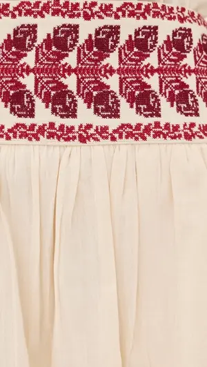 Isabel Marant Étoile Picadilia Embroidered Mini Skirt - Beige/red