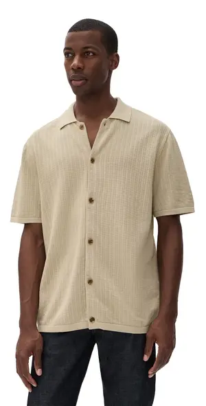 RHYTHM Textured Knit Short Sleeve Shirt