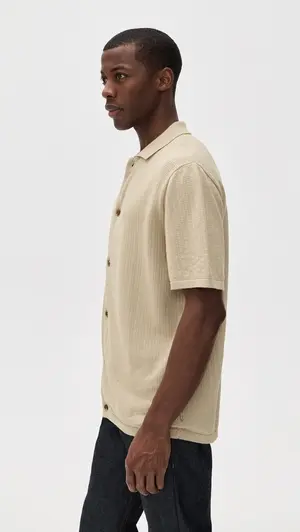 RHYTHM Textured Knit Short Sleeve Shirt