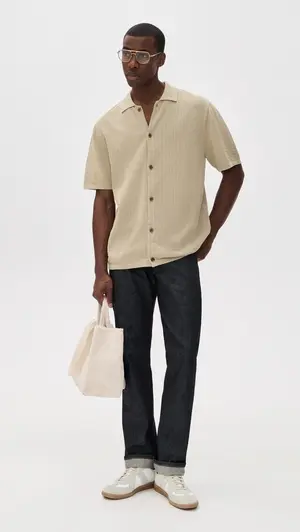RHYTHM Textured Knit Short Sleeve Shirt