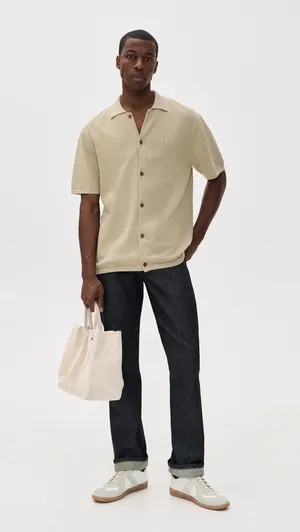 RHYTHM Textured Knit Short Sleeve Shirt