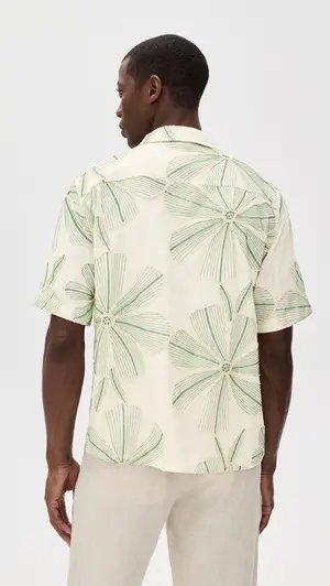 CORRIDOR Linen Applique Short Sleeve Shirt