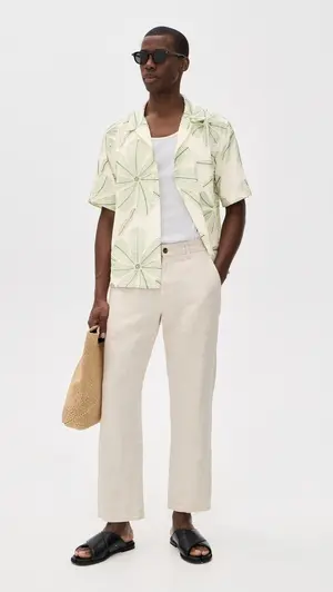 CORRIDOR Linen Applique Short Sleeve Shirt
