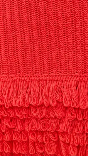 DE LORETA Crochet Fringe Mini Skirt