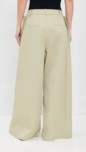Tibi Luxe Twill Tucked Pleated Petite Trousers