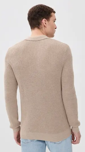 Faherty Brand Long Sleeve Sunwashed Sweater Polo - Natural