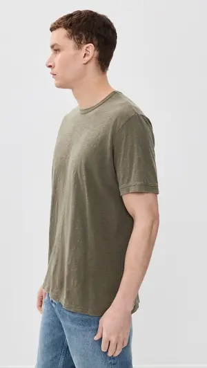 ALEX MILL Slub Tee - Olive Grey