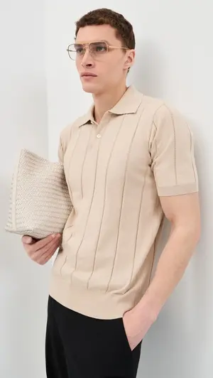 FAR AFIELD Jacobs Knitted Polo - Sand