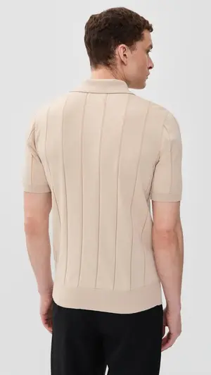 FAR AFIELD Jacobs Knitted Polo - Sand