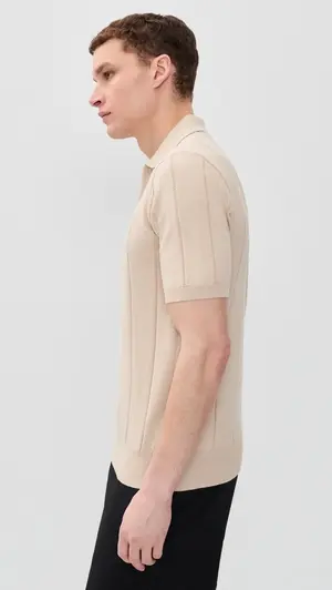 FAR AFIELD Jacobs Knitted Polo - Sand