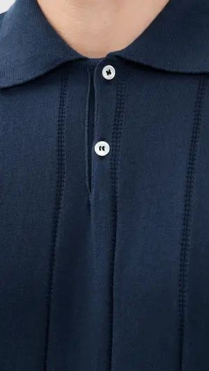 FAR AFIELD Jacobs Knitted Polo - Navy