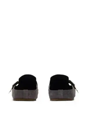 Burberry Check Suede Clogs - Grey
