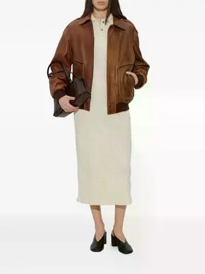 SAMSOE SAMSOE Button Ribbed Dress - Neutrals
